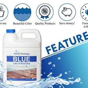 Pond Champs Blue Lake and Pond Dye - One Gallon of Professional Lake & Pond Dye - Treats Up to 1 Acre - Royal Blue Color - Safe for Fish, Wildlife, Pets & Children