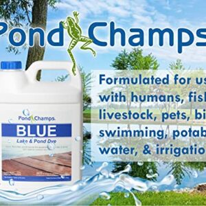 Pond Champs Blue Lake and Pond Dye - One Gallon of Professional Lake & Pond Dye - Treats Up to 1 Acre - Royal Blue Color - Safe for Fish, Wildlife, Pets & Children