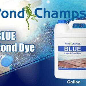 Pond Champs Blue Lake and Pond Dye - One Gallon of Professional Lake & Pond Dye - Treats Up to 1 Acre - Royal Blue Color - Safe for Fish, Wildlife, Pets & Children