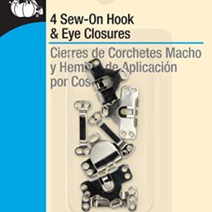 Dritz 93-65 Sew On Hook & Eye Closures Nickel 5/8-Inch, 4-Piece