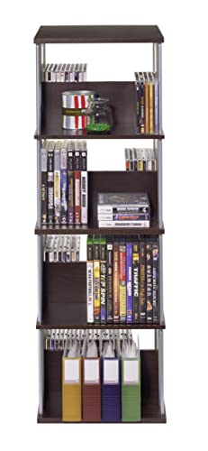 Atlantic Typhoon Media Storage Spinner, Space-Saving 360-Degree Rotation, Organize & Protect Prized Media & Memorabilia Collections, PN 82635716 – Espresso