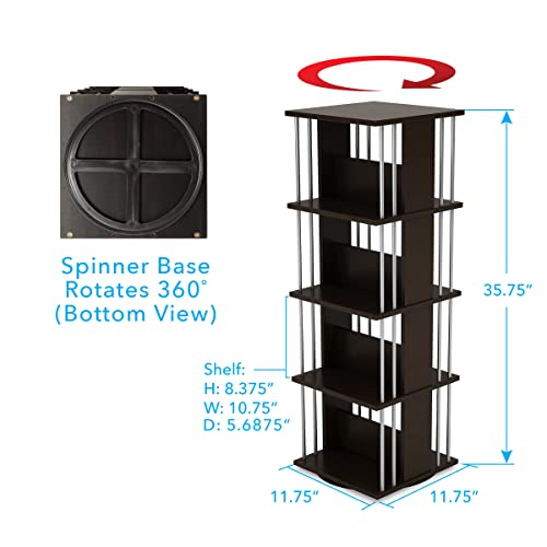 Atlantic Typhoon Media Storage Spinner, Space-Saving 360-Degree Rotation, Organize & Protect Prized Media & Memorabilia Collections, PN 82635716 – Espresso