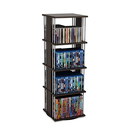 Atlantic Typhoon Media Storage Spinner, Space-Saving 360-Degree Rotation, Organize & Protect Prized Media & Memorabilia Collections, PN 82635716 – Espresso