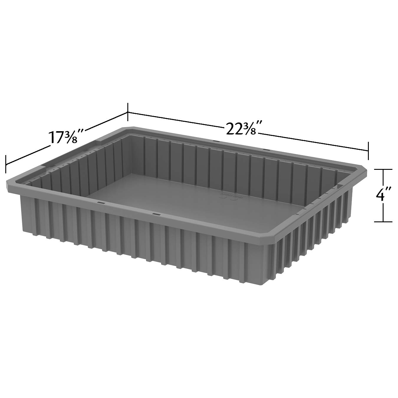 Akro-Mils 33224 Akro-Grid Plastic Slotted Dividable Modu Box Stackable Grid Storage Tote Container, (22-3/8-Inch L x 17-3/8-Inch W x 4-Inch H), (6 Pack), Gray