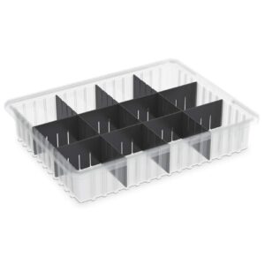 Akro-Mils 33224 Akro-Grid Plastic Slotted Dividable Modu Box Stackable Grid Storage Tote Container, (22-3/8-Inch L x 17-3/8-Inch W x 4-Inch H), (6 Pack), Gray