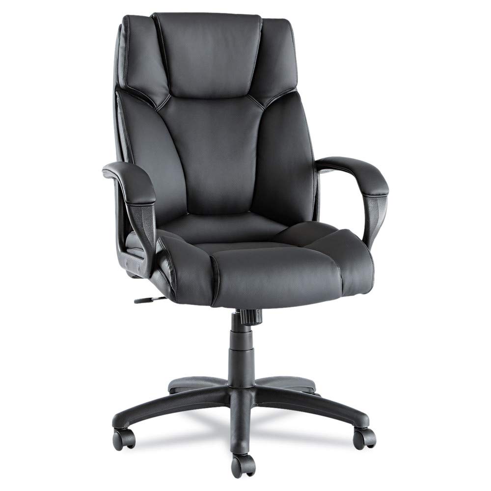 Alera ALEFZ41LS10B Fraze Series 17.71 in. to 21.65 in. Seat Height Executive High-Back Swivel/Tilt Bonded Leather Chair - Black