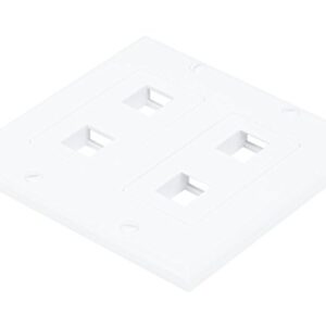 Monoprice 2-Gang Wall Plate for Keystone, 4 Hole - White