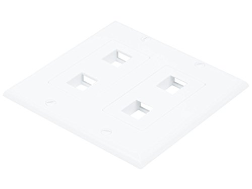 Monoprice 2-Gang Wall Plate for Keystone, 4 Hole - White