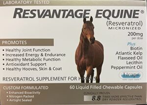 resvantage equine supplement 60 chewable resveratrol liquid filled capsules for horses