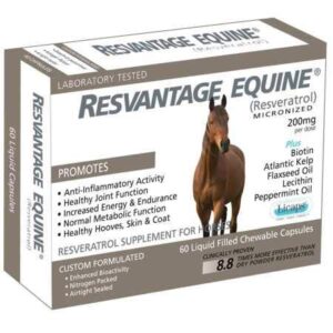 Resvantage Equine Supplement 60 chewable resveratrol Liquid Filled Capsules for Horses