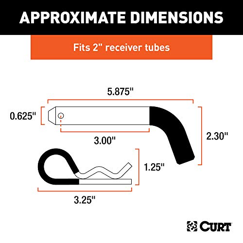 CURT 21510 Trailer Hitch Pin & Clip with Vinyl-Coated Grip, 5/8-Inch Diameter, Fits 2-Inch Receiver, CLEAR ZINC