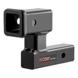 curt 45794 raised trailer hitch extender, fits 2-inch receiver, extends 5-1/4", 4-1/4-in rise, gloss black powder coat