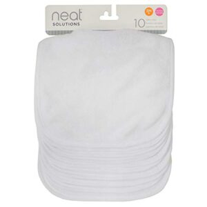 Neat Solutions 2-Ply Knit Terry Solid Color Feeder Bibs in White - 10 Count(Pack of 1)