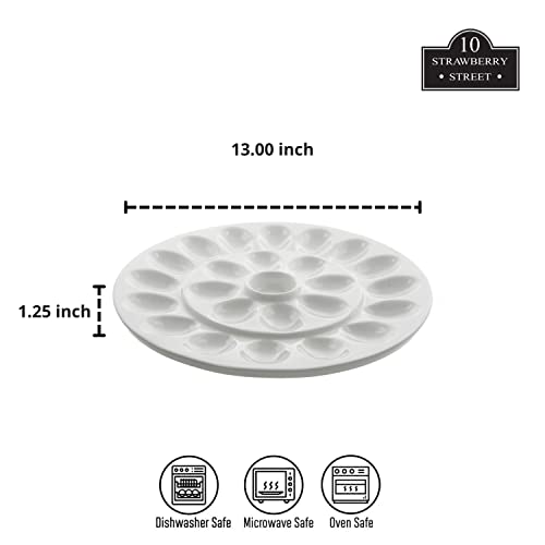 10 Strawberry Street Whittier 13" Egg Platter, White