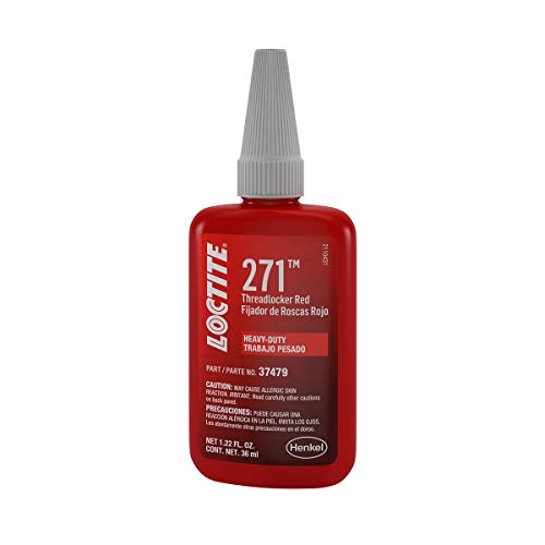 Loctite 271 Threadlocker for Automotive: High-Strength, High-Temp, Fluorescent, Anaerobic, Heavy-Duty Applications, Works on All Metals | Red, 36 ml Bottle (PN: 37479-492142)