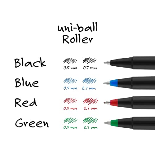 Uniball Rollerball Pen, 0.7 mm, Black: 12 Pens Total