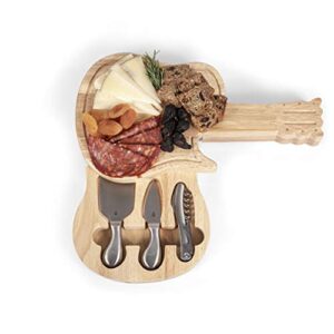 toscana - a picnic time brand guitar cheese board & knife set, novelty charcuterie board set with cheese knifes, cheese boards charcuterie boards, serving platter, (bamboo)