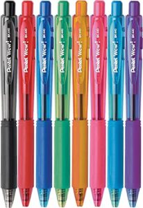 pentel bk440bp8m wow! retractable ballpoint pen, 1mm, assorted barrel, assorted ink, 8/pack