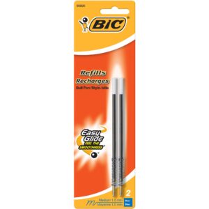 bic pen refill for wide body/velocity/clear click, medium point, pack of 2, blue - mrc21-b-blu