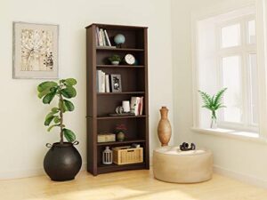 prepac home espresso 6-shelf bookcase