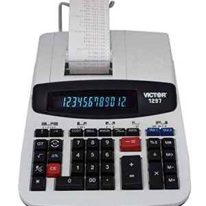 Victor 1297 12 Digit Commercial Printing Calculator White 3" x 8" x 11"