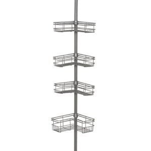 zenna home 2130nn shower tension pole caddy, satin nickel