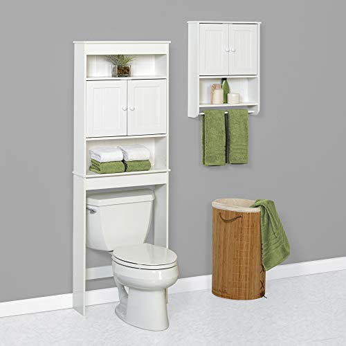 Zenna Home Cottage Over-The-Toilet Bathroom, 3 Shelf spacesaver, White