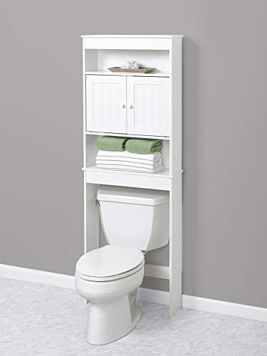 Zenna Home Cottage Over-The-Toilet Bathroom, 3 Shelf spacesaver, White