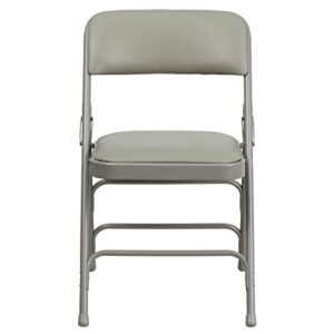 Flash Furniture 4 Pack HERCULES Series Curved Triple Braced & Double Hinged Gray Vinyl Metal Folding Chair