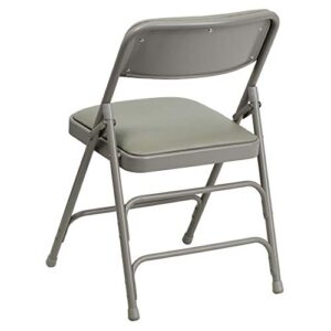 Flash Furniture 4 Pack HERCULES Series Curved Triple Braced & Double Hinged Gray Vinyl Metal Folding Chair