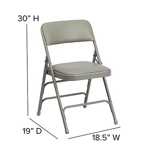 Flash Furniture 4 Pack HERCULES Series Curved Triple Braced & Double Hinged Gray Vinyl Metal Folding Chair