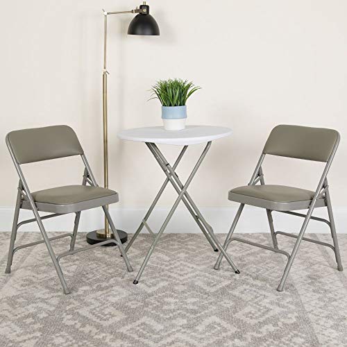 Flash Furniture 4 Pack HERCULES Series Curved Triple Braced & Double Hinged Gray Vinyl Metal Folding Chair