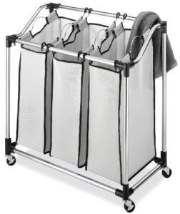 whitmor chrome laundry sorter with foam mesh bags