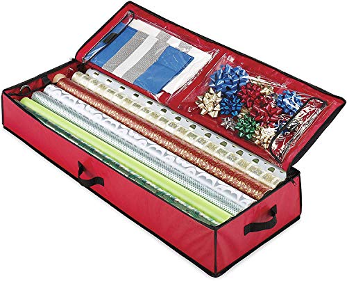 Christmas Storage Organizer – Spacious Under-bed Holiday Wrapping Paper Container –Perfect for Gift Wrap, Bags, Ribbons, Bows, Cards, Wrapping Supplies and Many More