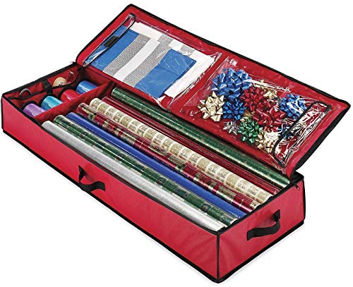 Christmas Storage Organizer – Spacious Under-bed Holiday Wrapping Paper Container –Perfect for Gift Wrap, Bags, Ribbons, Bows, Cards, Wrapping Supplies and Many More