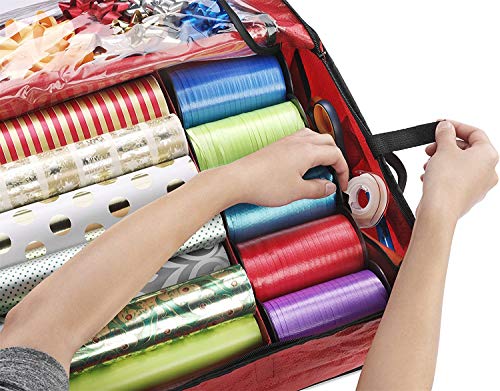 Christmas Storage Organizer – Spacious Under-bed Holiday Wrapping Paper Container –Perfect for Gift Wrap, Bags, Ribbons, Bows, Cards, Wrapping Supplies and Many More