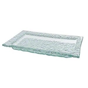 american metalcraft bg159 9" x 15" rimmed bubble glass platter, green