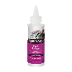 nutri-vet eye rinse for cats | gentle formula removes debris | helps reduce irritation and prevent tear stains | 4oz