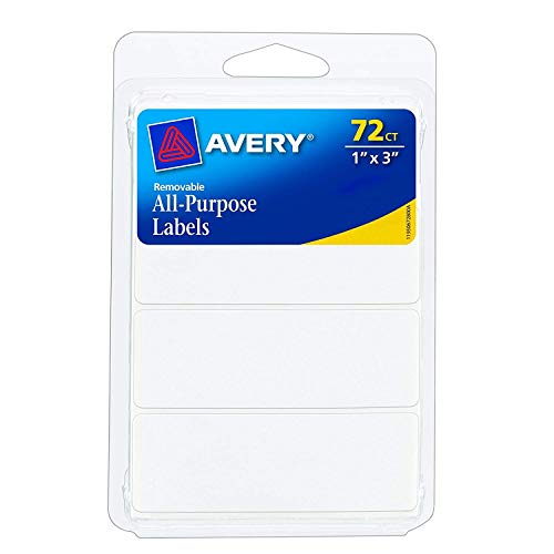 Avery Multi-Use Removable Labels, 1" x 3" Rectangle Labels, White, Non-Printable, 72 Total (6728)