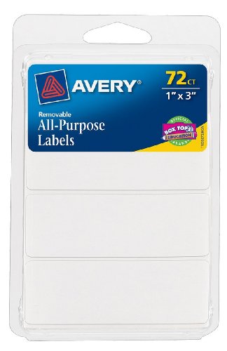 Avery Multi-Use Removable Labels, 1" x 3" Rectangle Labels, White, Non-Printable, 72 Total (6728)