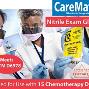 CareMates Nitrile Medical Exam Gloves, Latex Free Rubber, Powder Free, Extra Strong, 4 Mil Thick, Certified for Home Infusion, First Aid, Food Safe, Cleaning Gloves, Large, 100-count