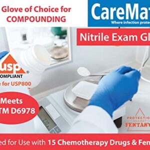 CareMates Nitrile Medical Exam Gloves, Latex Free Rubber, Powder Free, Extra Strong, 4 Mil Thick, Certified for Home Infusion, First Aid, Food Safe, Cleaning Gloves, Large, 100-count