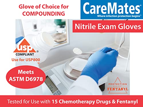 CareMates Nitrile Medical Exam Gloves, Latex Free Rubber, Powder Free, Extra Strong, 4 Mil Thick, Certified for Home Infusion, First Aid, Food Safe, Cleaning Gloves, Large, 100-count