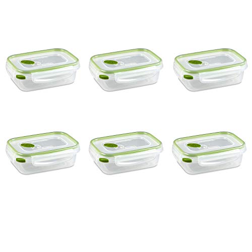 Sterilite Ultra Seal 3.1-Cup Rectangle See-Through Lid and Bases with New Leaf Accents, 6-Pack