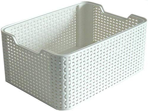 Curver Style Small Rectangular Storage Basket, Vintage White, 6 Litre