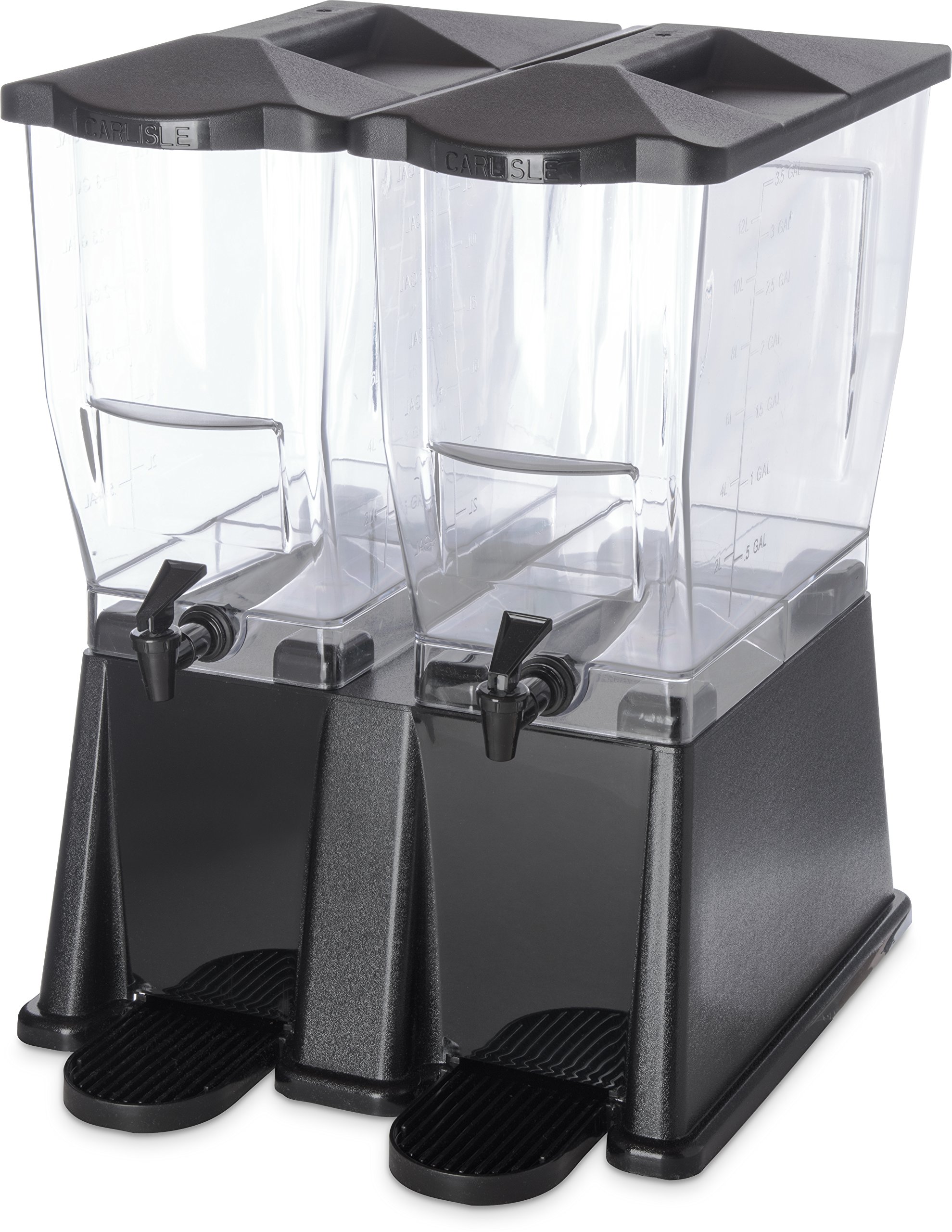 Carlisle FoodService Products TrimLine Plastic Economy Double Base Beverage Dispenser, 2 x 3.5 Gallons, Black