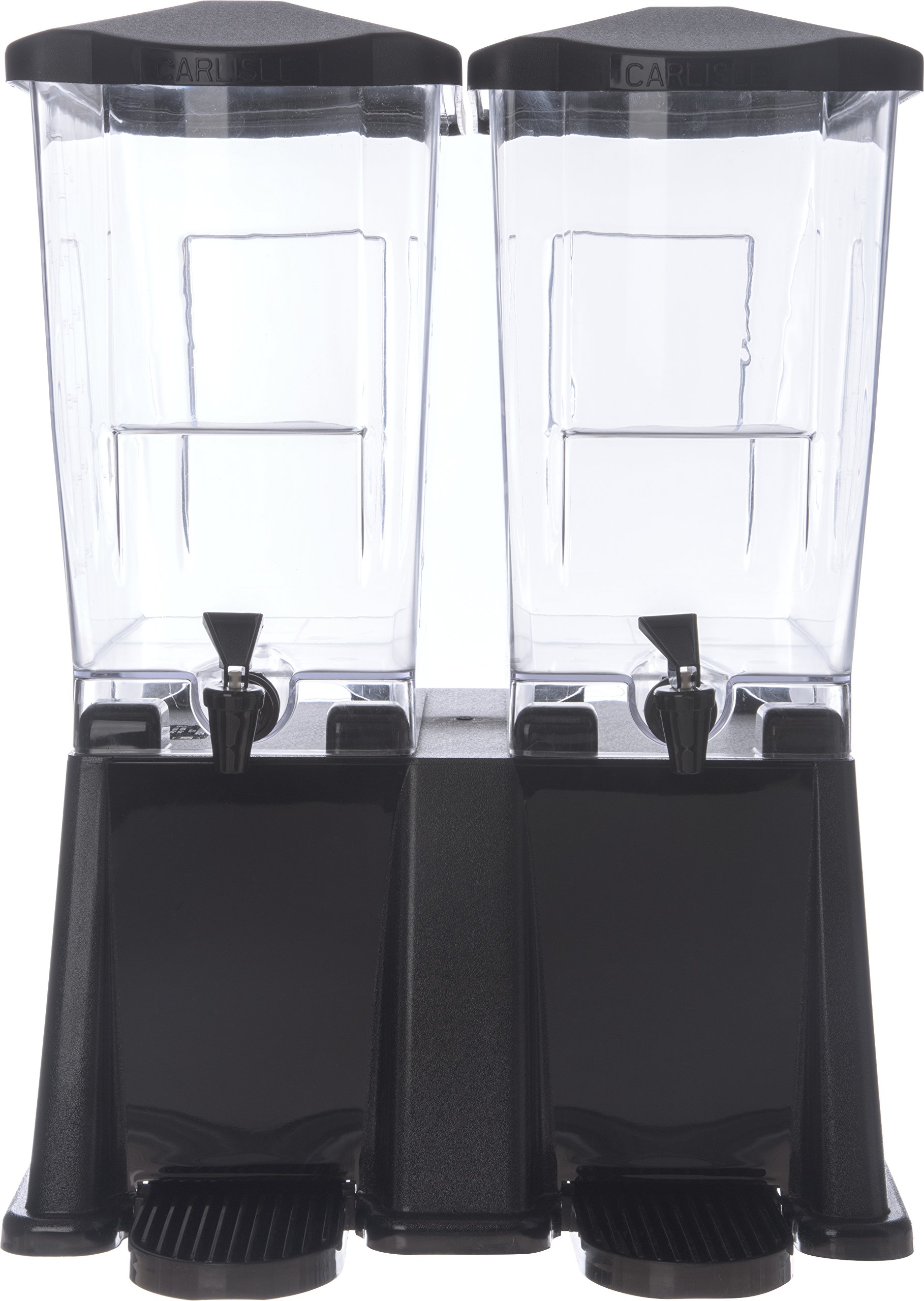 Carlisle FoodService Products TrimLine Plastic Economy Double Base Beverage Dispenser, 2 x 3.5 Gallons, Black