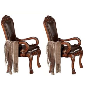 ACME Dresden Arm Chair (Set-2) - - PU & Cherry Oak