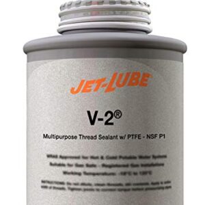 Jet-Lube V-2 - Multipurpose | Thread Sealant | Contaisn PTFE | Military Grade | Food Grade | Automotive Applications | Eco-Certified | Water-Resistant | 1/2 Lb.