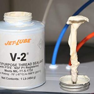 Jet-Lube V-2 - Multipurpose | Thread Sealant | Contaisn PTFE | Military Grade | Food Grade | Automotive Applications | Eco-Certified | Water-Resistant | 1/2 Lb.